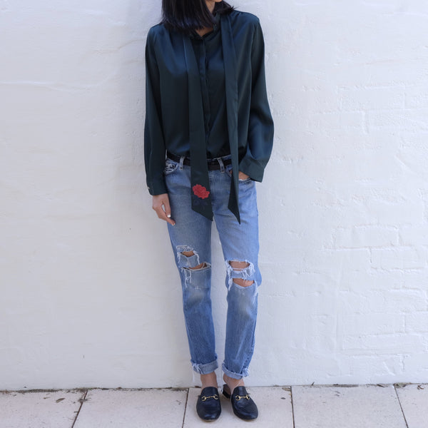 VANDA ROSE SILKY SHIRT-FORREST – HELLO PARRY