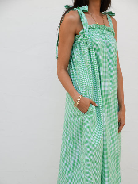 Nadia Gingham Maxi Dress- Green – HELLO PARRY