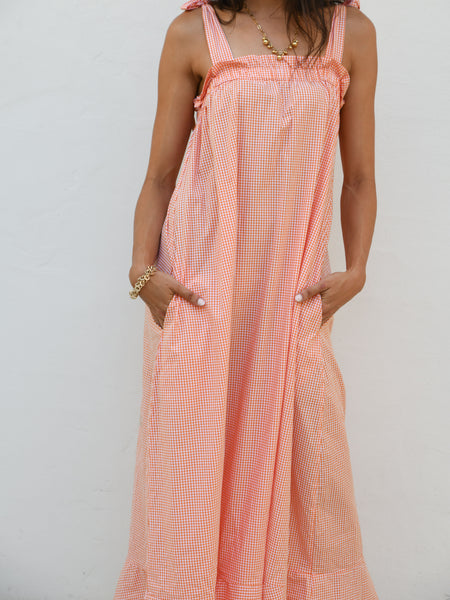 Nadia Gingham Maxi Dress- Tangerine Gingham – HELLO PARRY