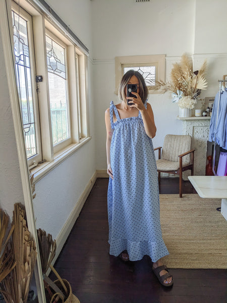 Nadia Floral Maxi Dress - Cornflower Blue – HELLO PARRY
