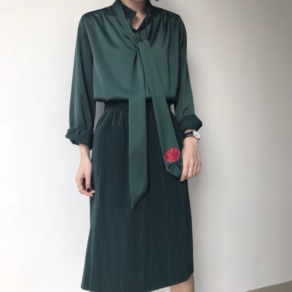 VANDA ROSE SILKY SHIRT-FORREST – HELLO PARRY