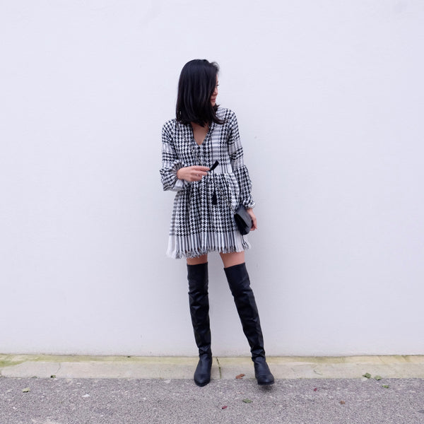 Dara Babydoll Tunic Dress - Black KEFFIYEH – HELLO PARRY